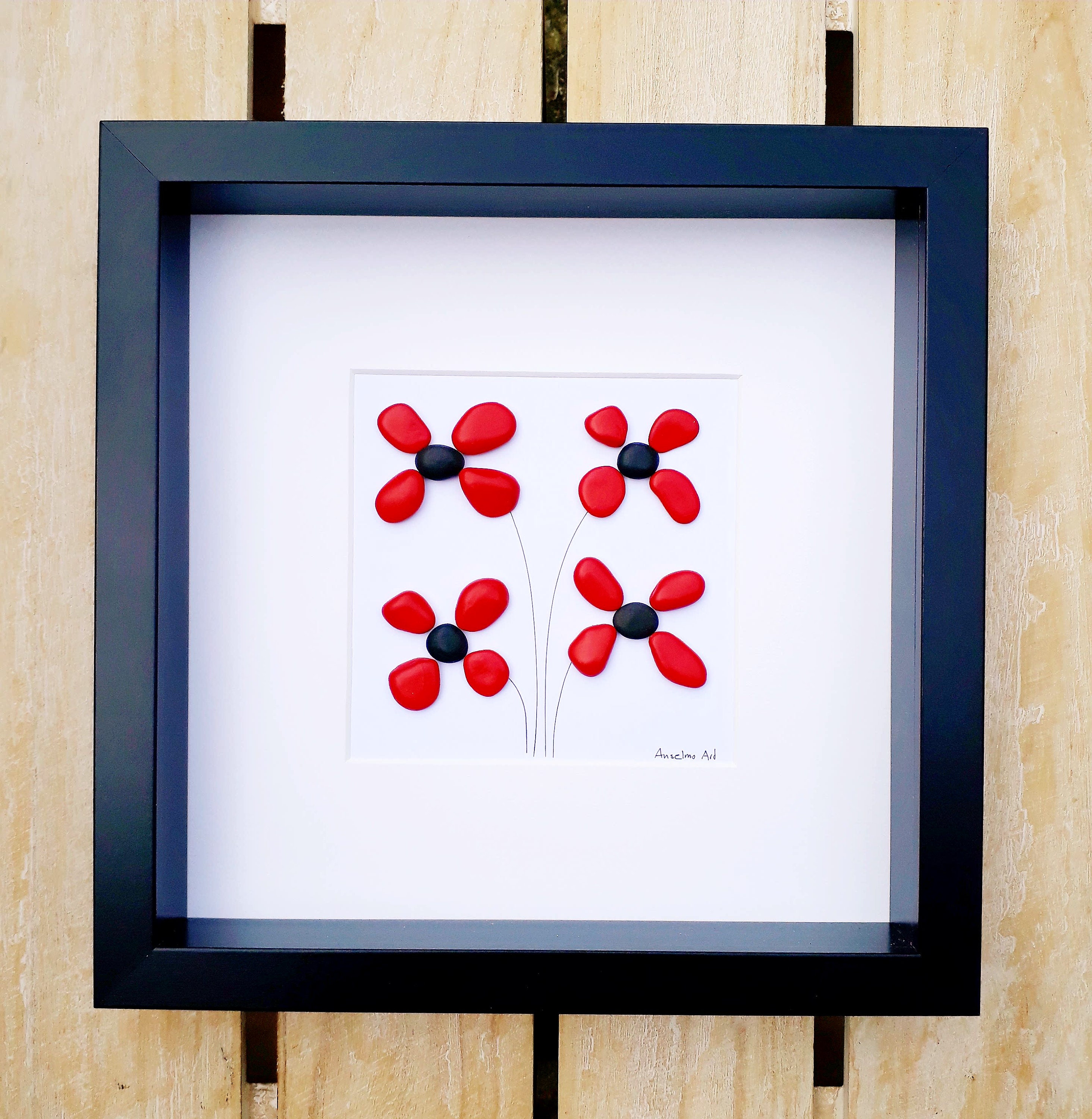 Poppies Pebble Picture Poppy Pebble Art Valentine's Day - Etsy