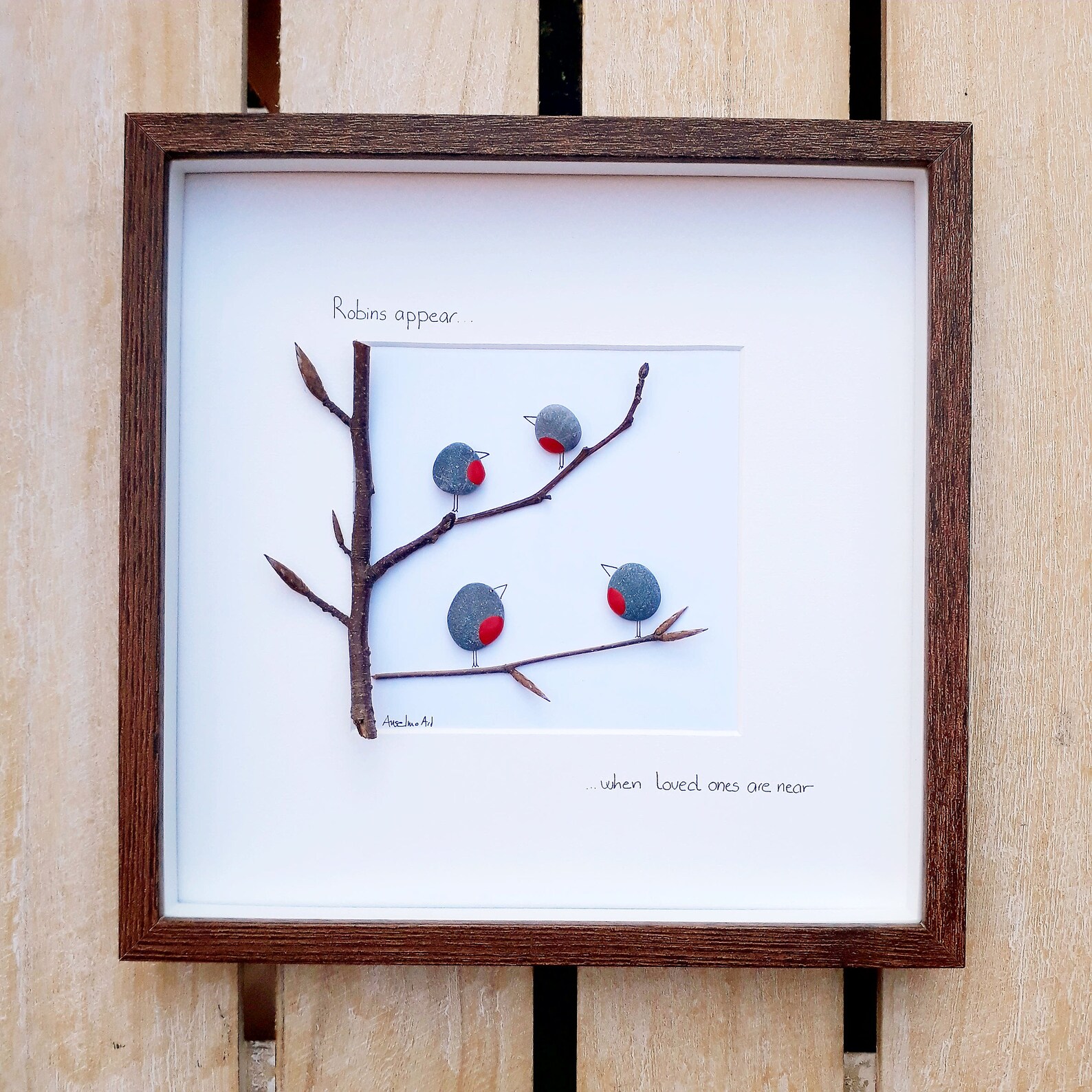 Robins Pebble Picture Grief and Mourning Pebble Family Loss | Etsy