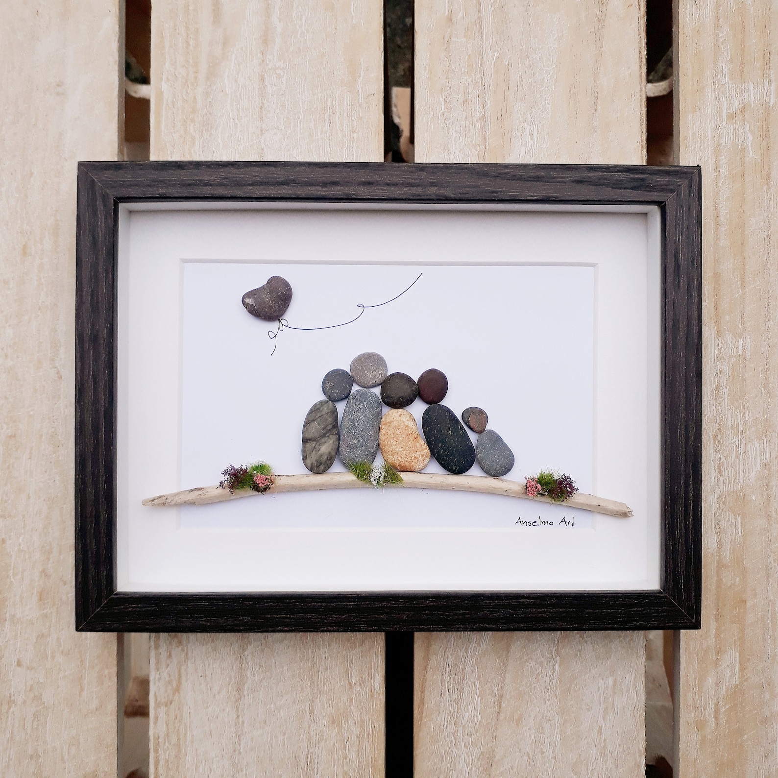 Pebble Art Family of Five Pebble Art Family of 5 With Dog - Etsy