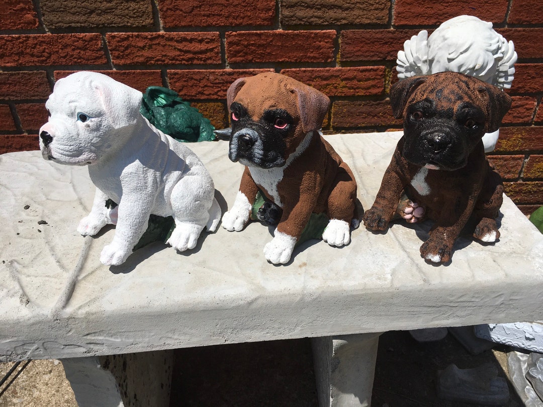 Personalized 1 Boxer Dog Concrete Statue, Any Color, Fawn, Brindle ...