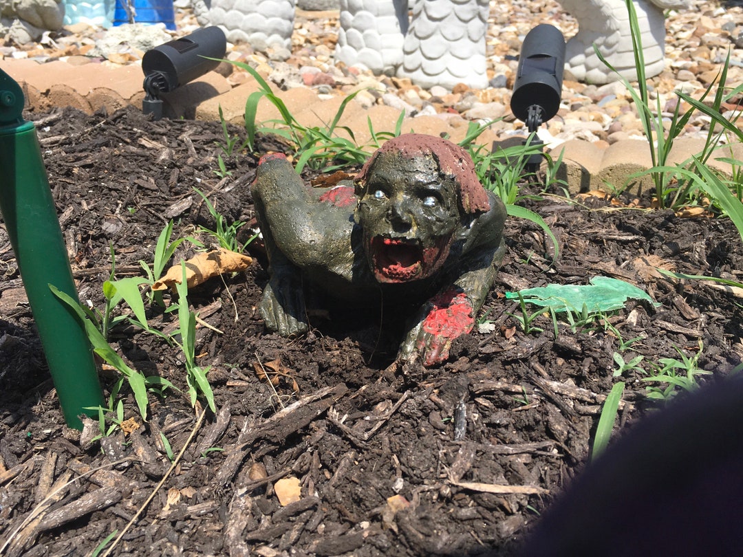 Crawling zombie concrete garden statue, free shipping, Halloween - Etsy ...