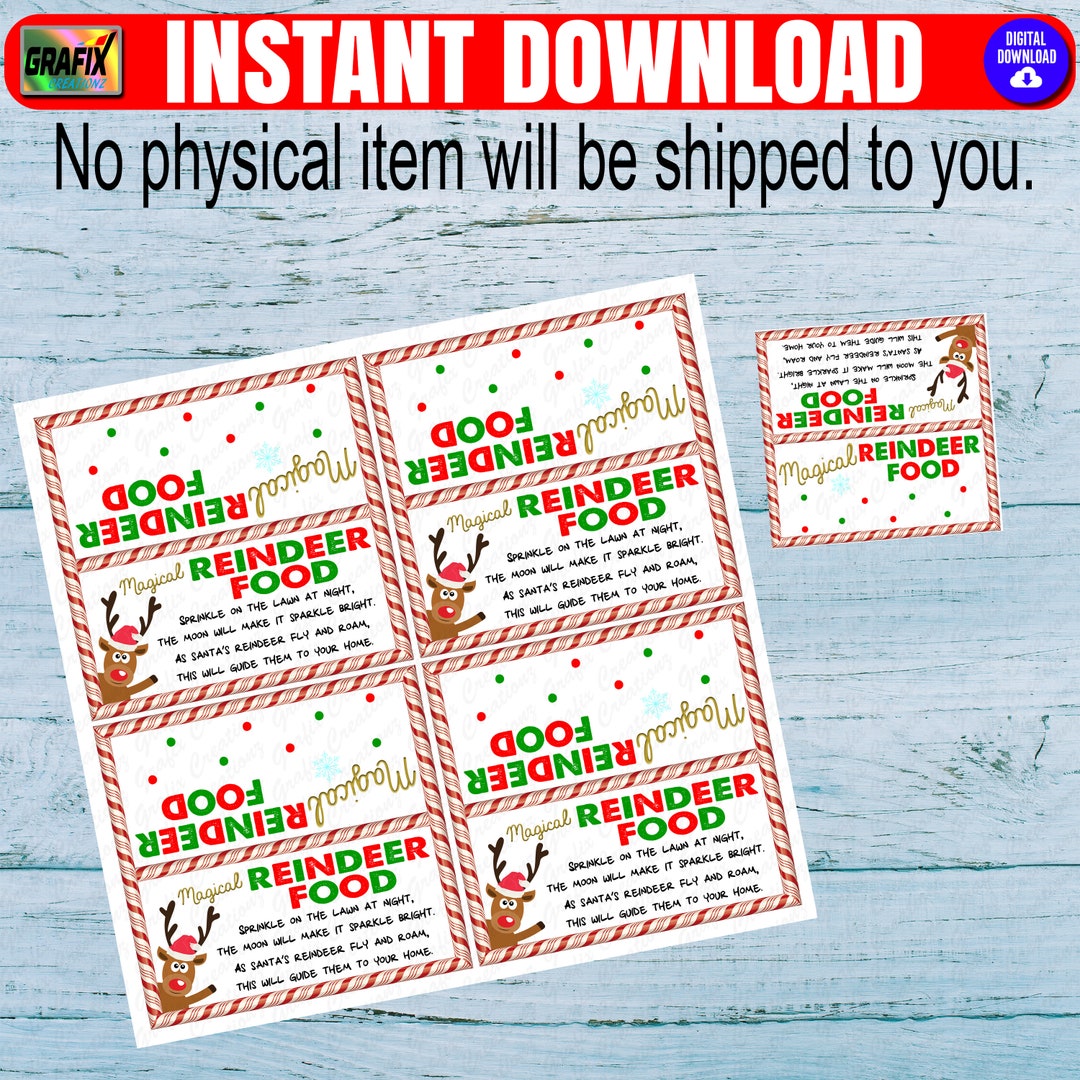 Magic Reindeer Food Treat Bag Topper Printable, Christmas Classroom ...