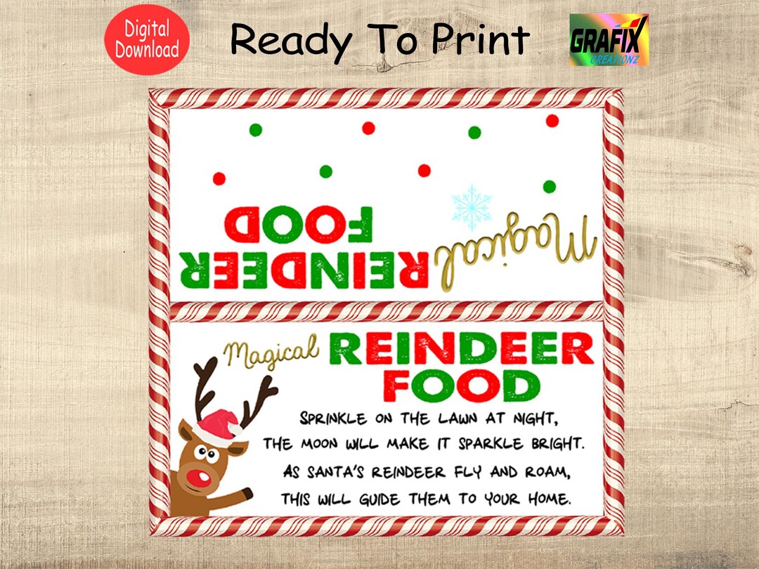 Magic Reindeer Food Treat Bag Topper Printable Instant Download - Etsy
