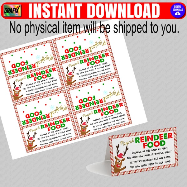 Printable Reindeer Food Label 2 Sizes Included to Fit Most Snack Bags ...