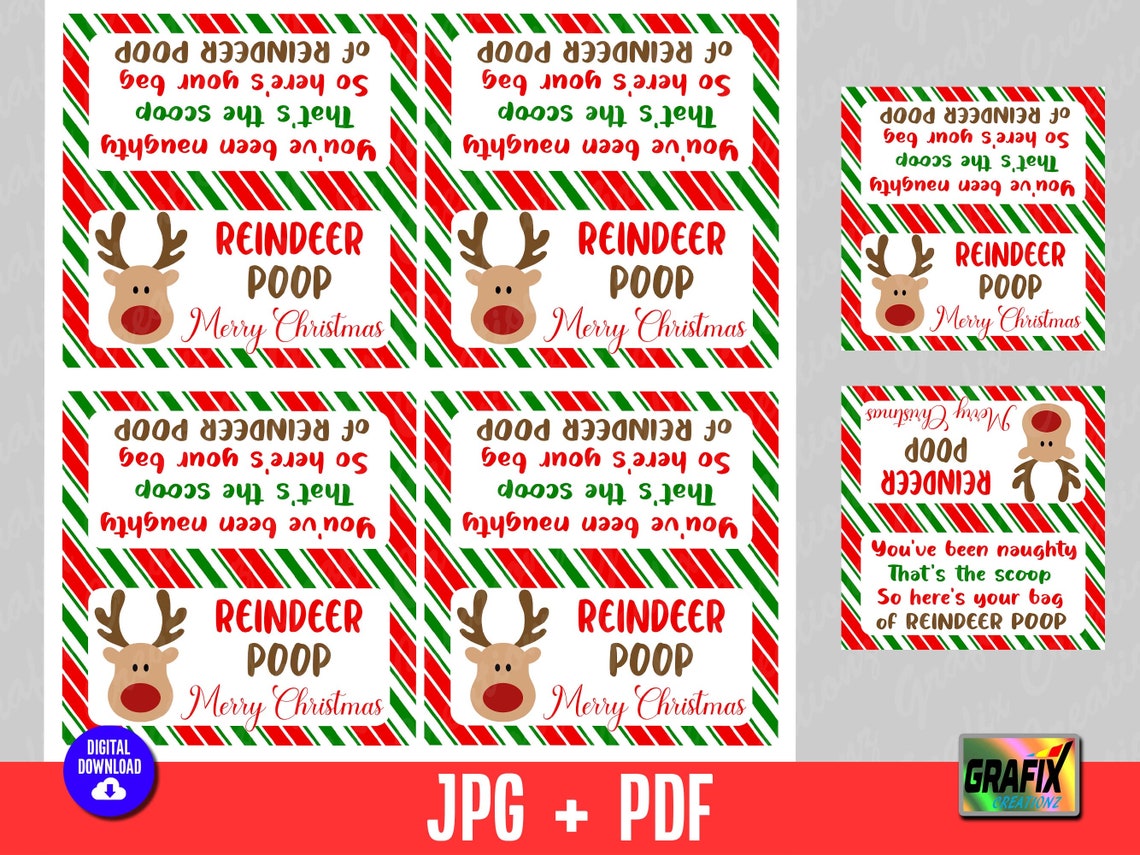 Reindeer Poop Treat Bag Topper Printable, Christmas Stocking Stuffer ...