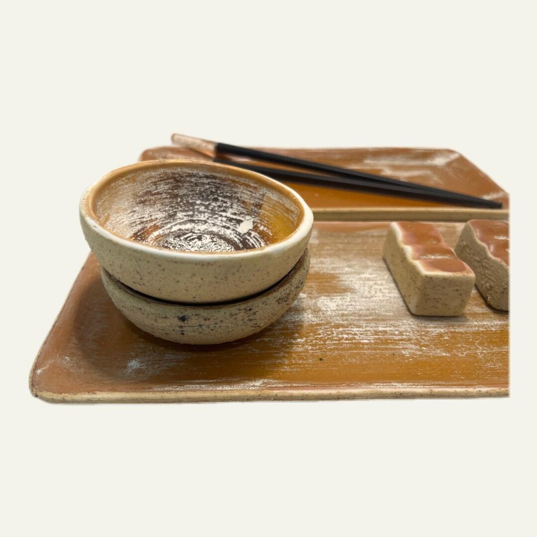 Sushi Plate Set, Sushi Dinnerware Set, Stoneware Sushi Plate Bowl and ...