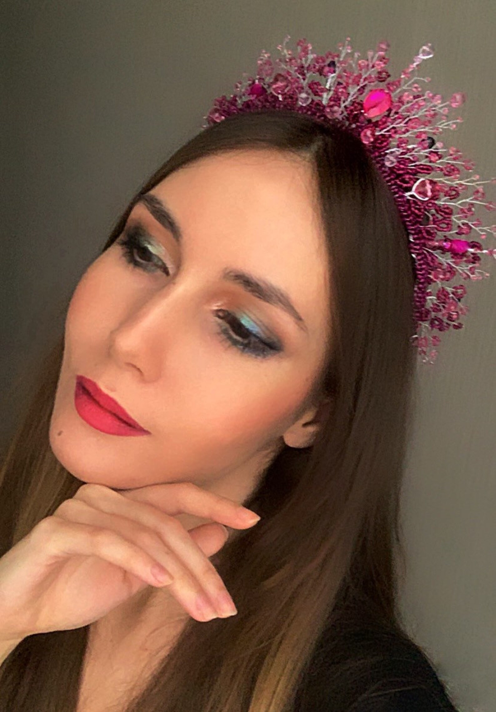 Dark Pink Crown Pink Tiara Fuchsia Crown Raspberry | Etsy