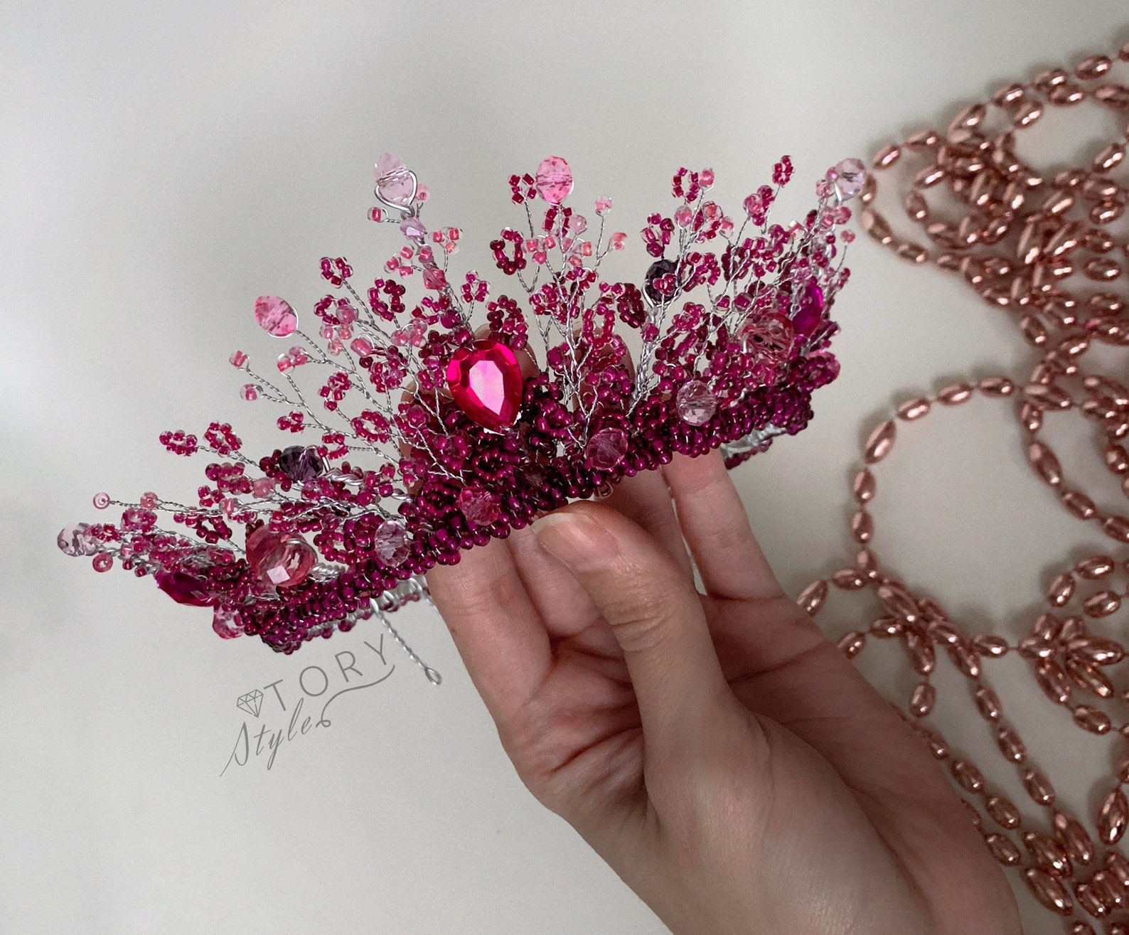 Dark Pink Crown Pink Tiara Fuchsia Crown Raspberry | Etsy