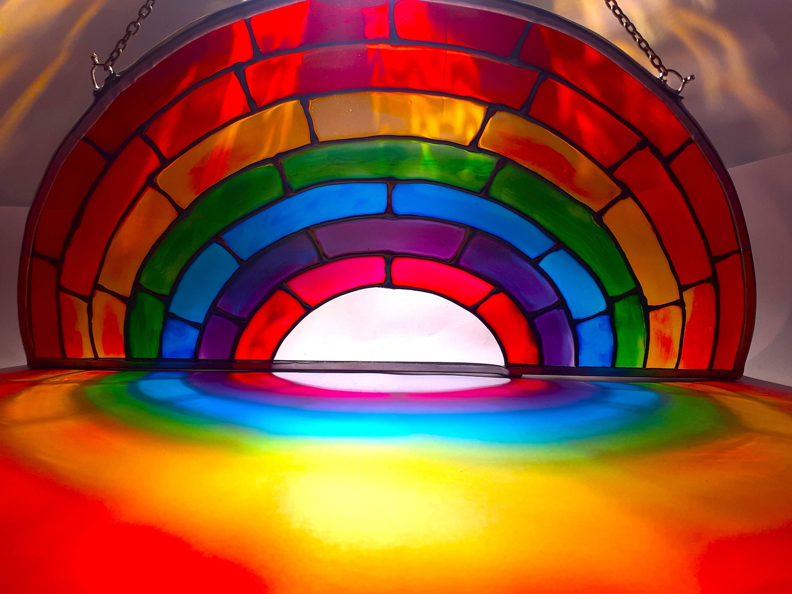 Rainbow Stained Glass Window Suncatcher Gift Rainbow Bridge LGBTQ Pride ...
