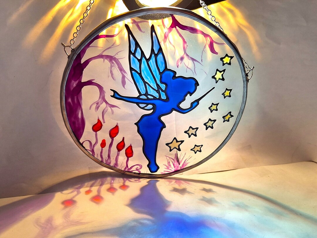 Tinkerbell Fairy Disney Stained Glass Suncatcher Christmas Teacher Gift ...