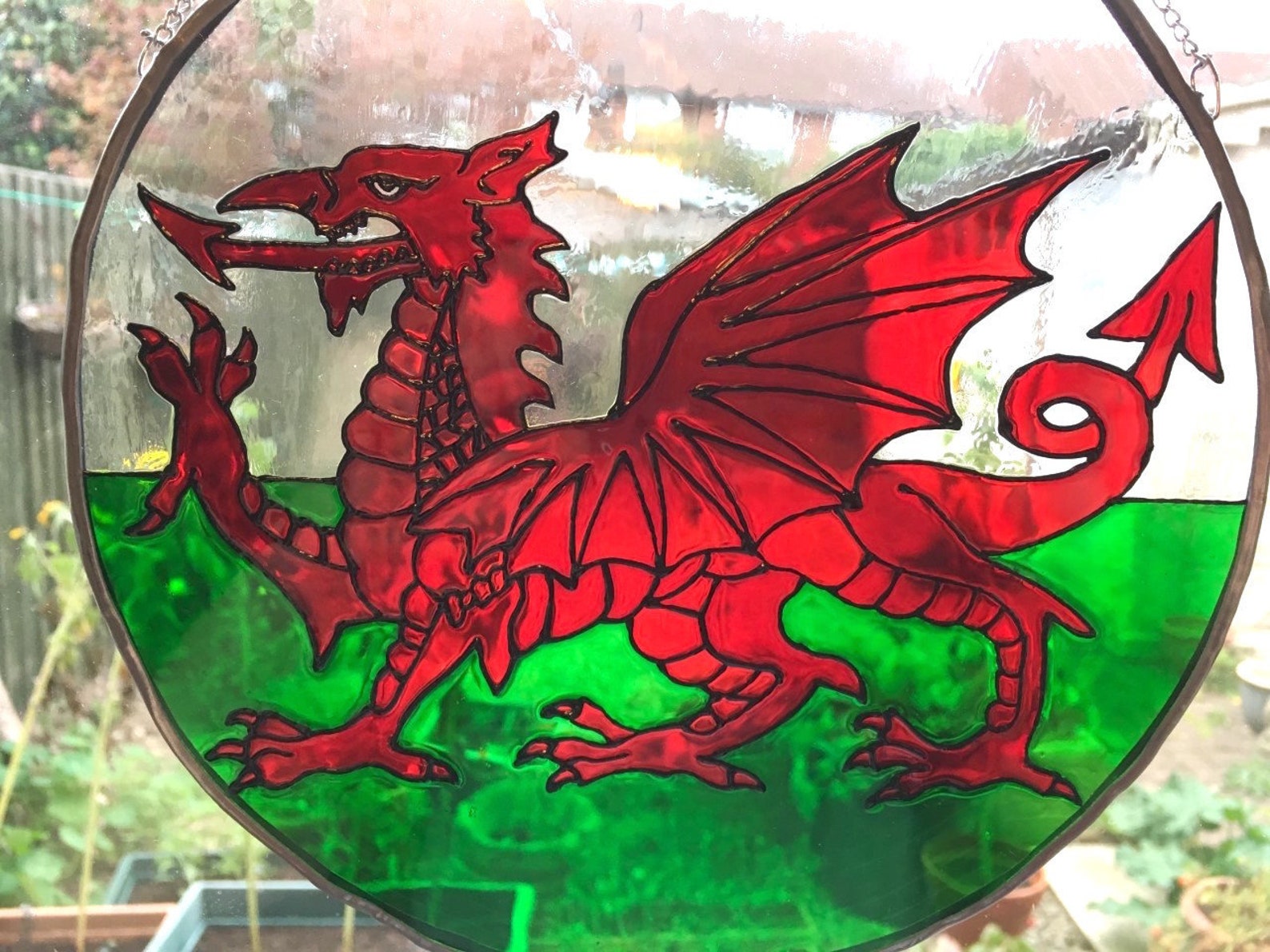 Welsh Dragon Stained Glass Suncatcher – Wales Flag, Rugby Fan Gift - Etsy