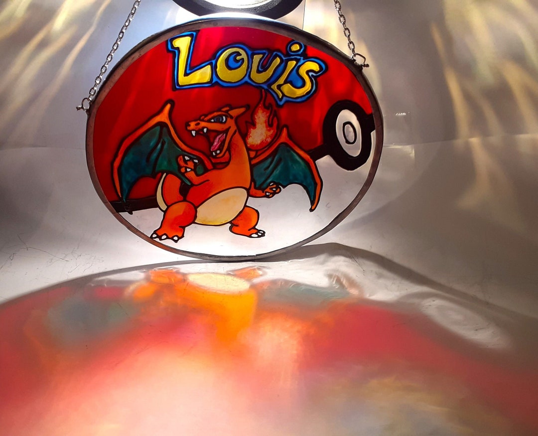 Pokemon Charizard Handpainted Stained Glass Suncatcher Gift - Birthday ...