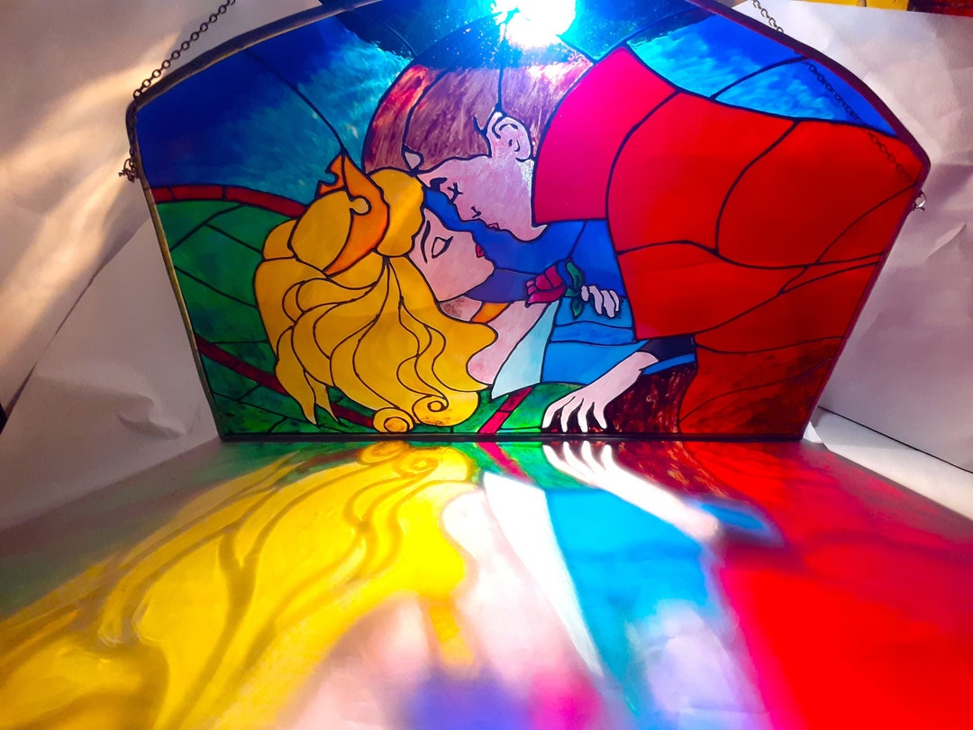 Disney Inspired Princess Sleeping Beauty Kiss Stained Glass Window Gift ...