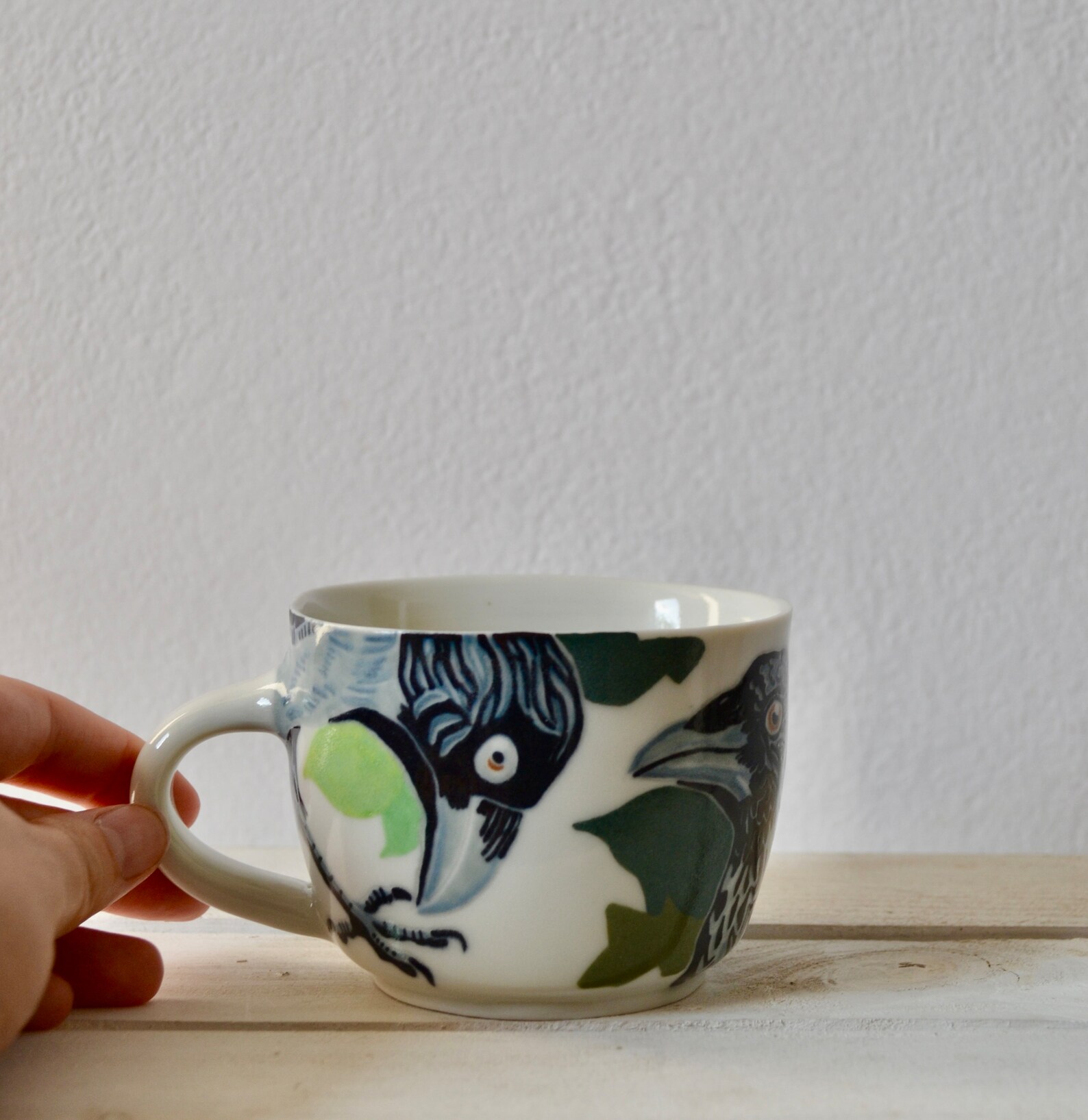 Custom Crow Ceramic Mug-handmade Ceramic Cup-crow Art-small - Etsy