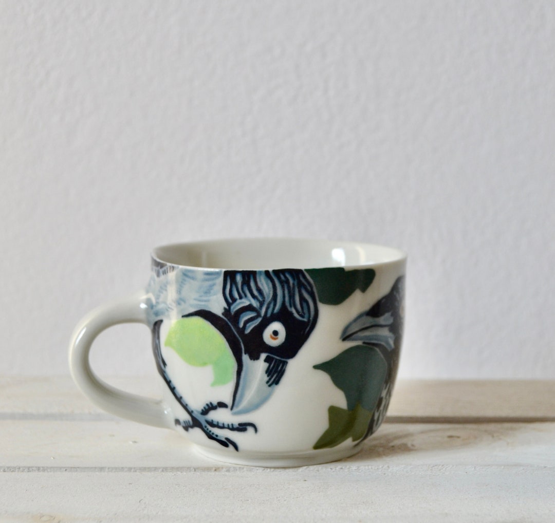 Custom Crow Ceramic Mug-handmade Ceramic Cup-crow Art-small - Etsy