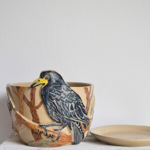 Custom Crow Ceramic Planter-handmade Ceramic Planter-bird Planter ...