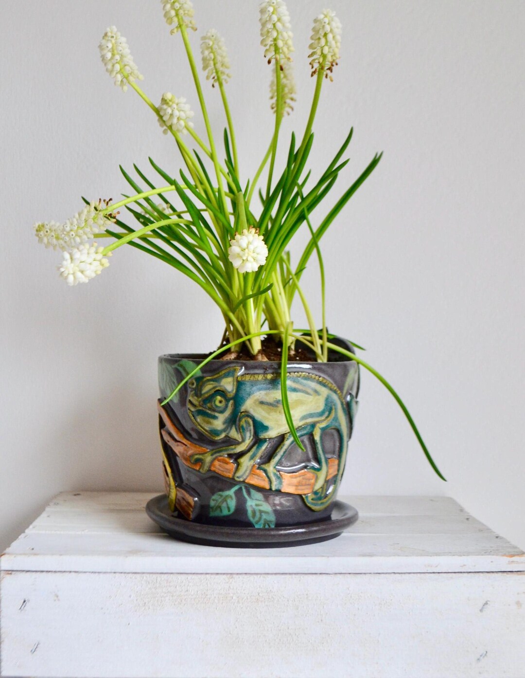 Custom Indoor Planter-chameleon Ceramic Planter- Windowsill Planter ...
