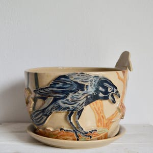 Custom Crow Ceramic Planter-handmade Ceramic Planter-bird Planter ...
