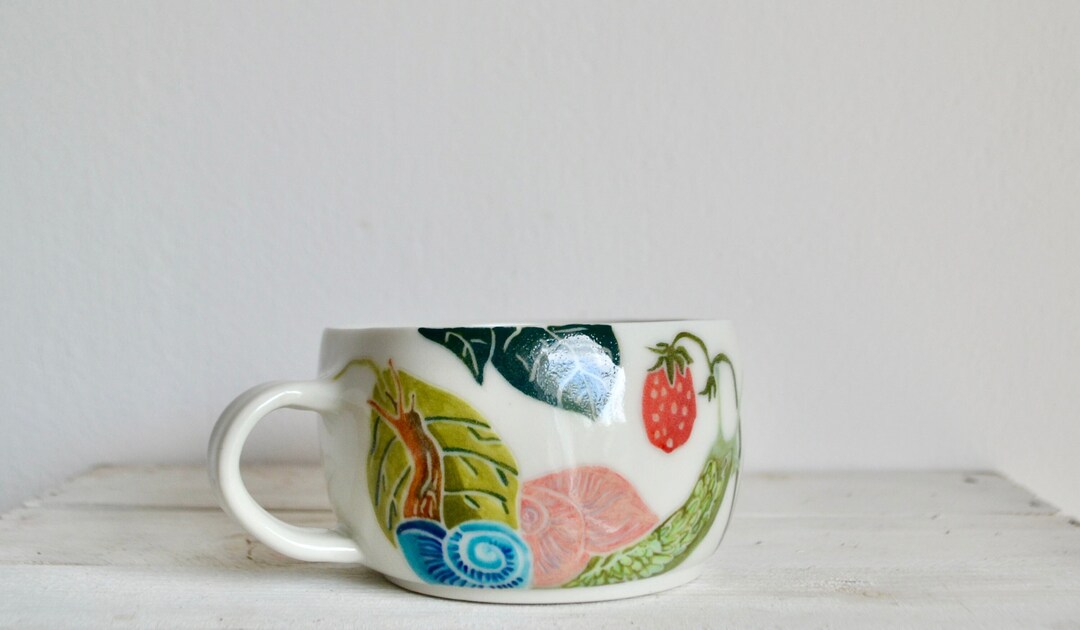 Handmade Ceramic Mug-snail Design-custom Snail Forest Ceramic Cup ...