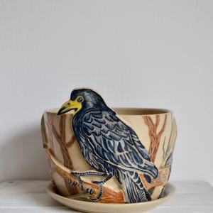 Custom Crow Ceramic Planter-handmade Ceramic Planter-bird Planter ...
