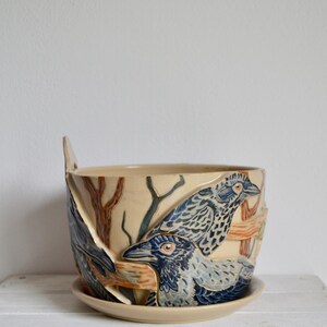 Custom Crow Ceramic Planter-handmade Ceramic Planter-bird Planter ...