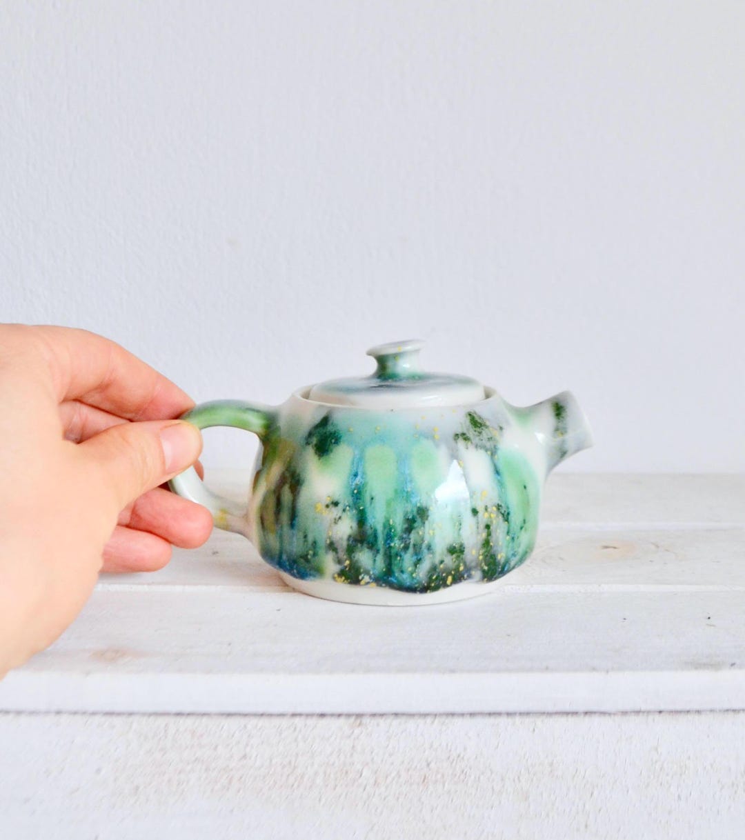 Custom Blue Greenceramic Teapot-porcelain Mini Teapot-espresso Pourer ...