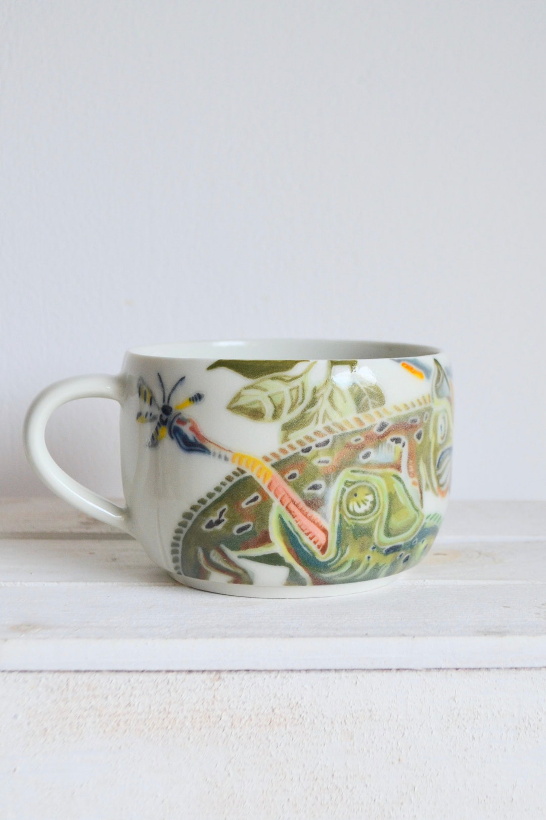 Custom Porcelain Chameleon Mug-handmade Reptile Ceramic Cup-planter ...