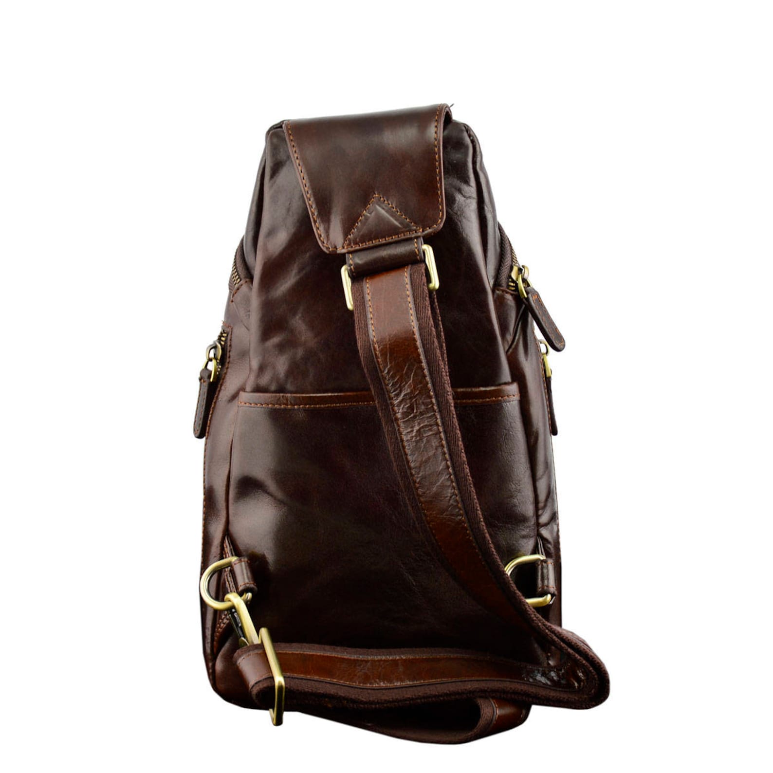 Genuine Leather Mono-shoulder Strap Backpack for Man | Etsy