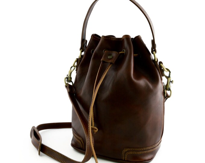 Handmade Leather Bucket Bag, Genuine Leather Handbag, Veg Tanned ...