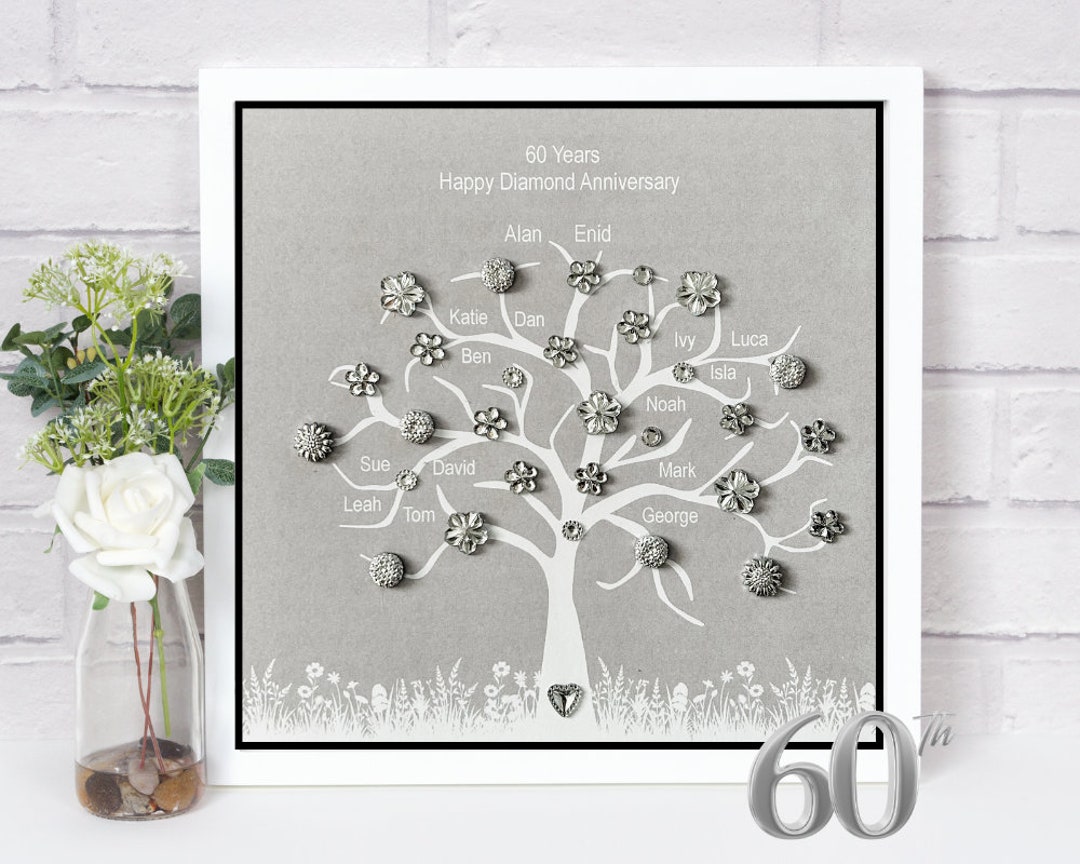 60th Anniversary Family Tree Gift: Diamond Wedding Keepsake - Etsy UK