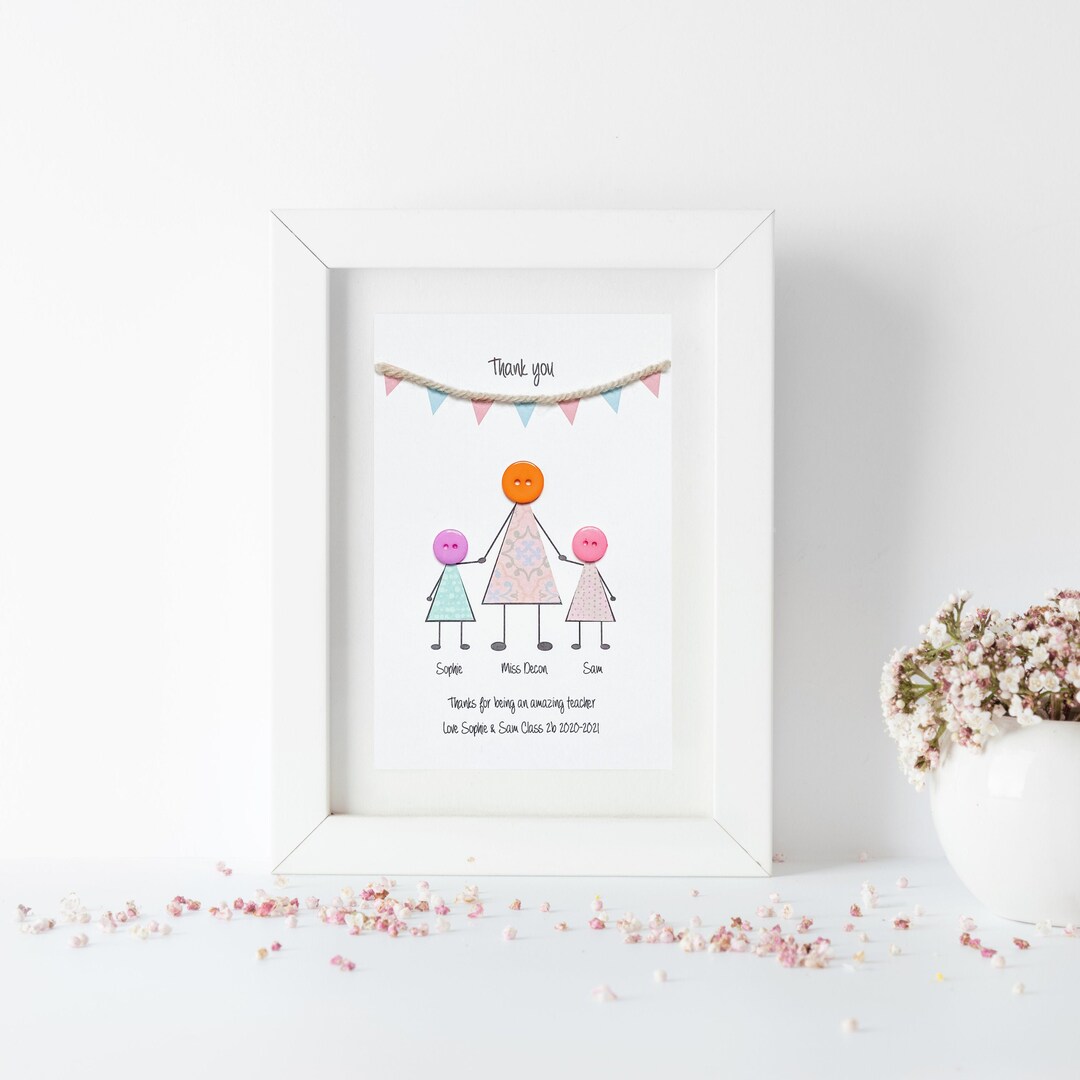 Personalized Teacher Appreciation Frame: Button Family Thank You Gift ...