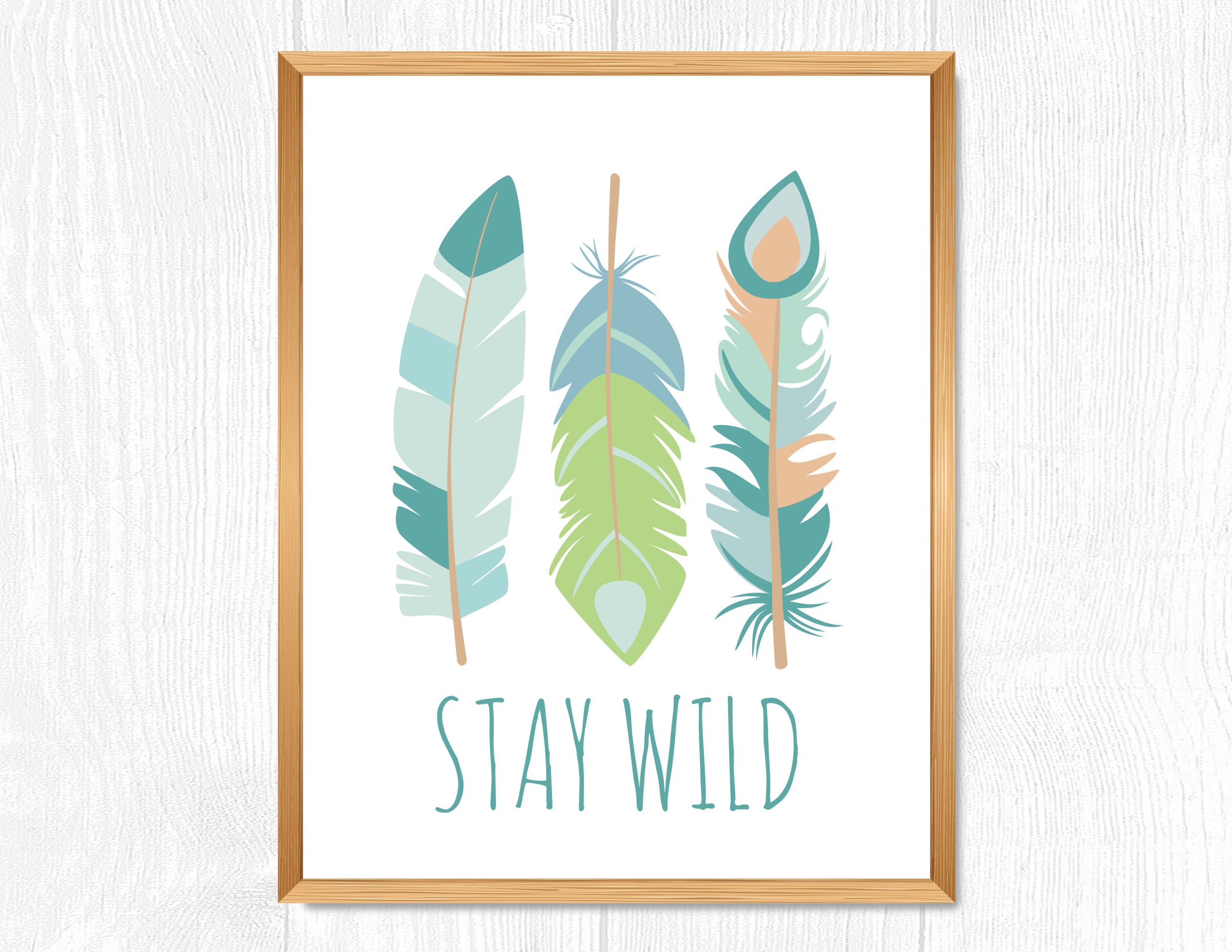 Tribal Wall Art, Feathers Print, Stay Wild, Nursery Digital Art, Tribal ...