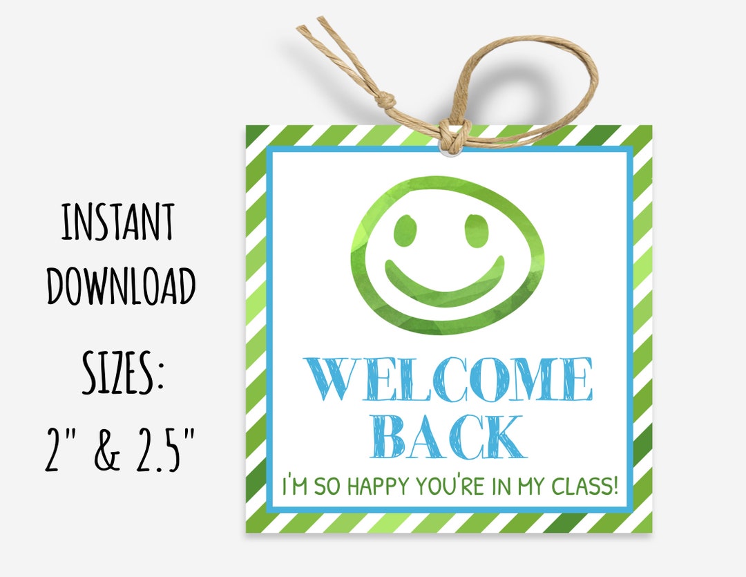 Welcome Back to School Tag, Printable Square Tag, Cookie Tag, First Day ...