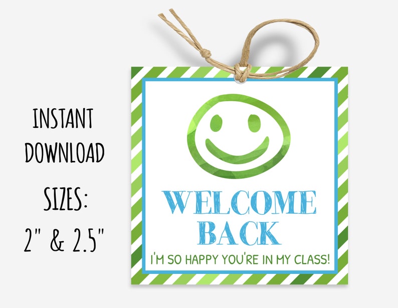 Welcome Back to School Tag Printable Square Tag Cookie Tag - Etsy