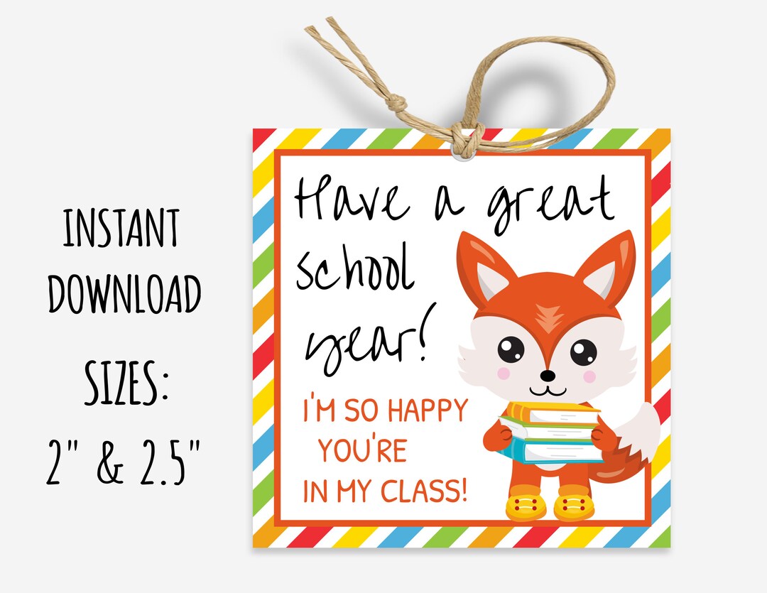Have a Great School Year Tag, Happy You're in My Class Tag, First Day ...