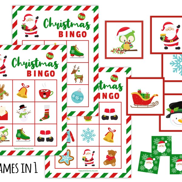 Christmas Bingo Game, Printable Bingo Cards, Christmas Bingo Party Game ...