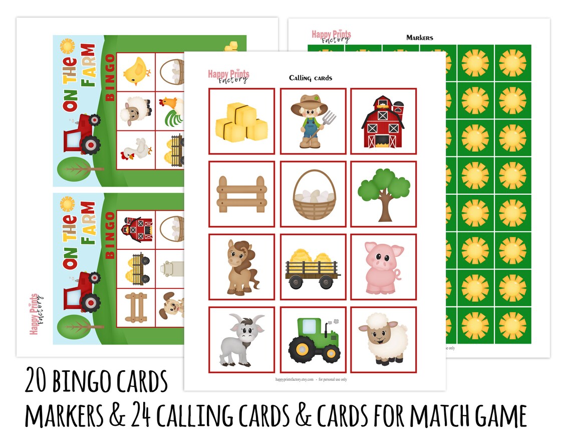 Farm Bingo Game, on the Farm 3 X 3 Bingo Printable, Barnyard Bingo ...