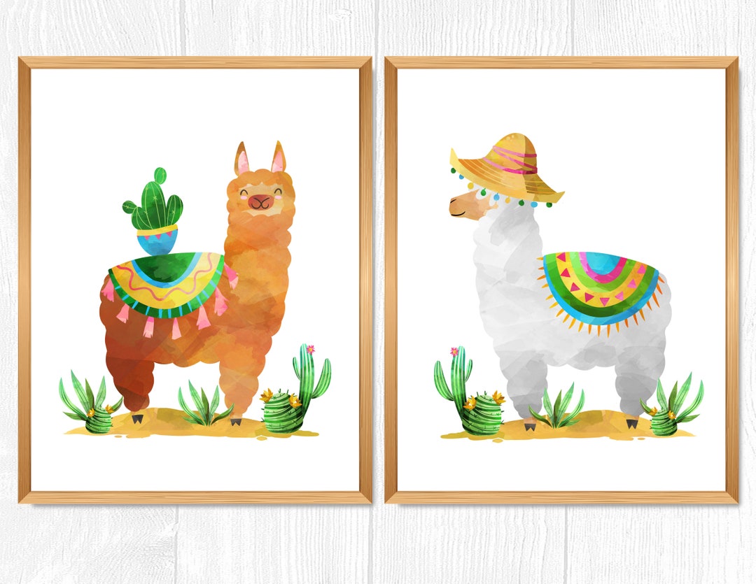 Llama Wall Art Set of 2, Nursery Digital Art Print, Printable Poster ...