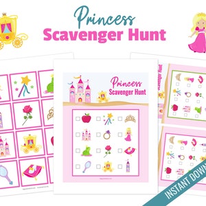 Princess Scavenger Hunt, Printable Party Game for Kids, Princess ...