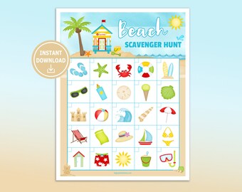 Beach Scavenger Hunt Summer Scavenger Hunt for Kidsn Beach Scavenger ...