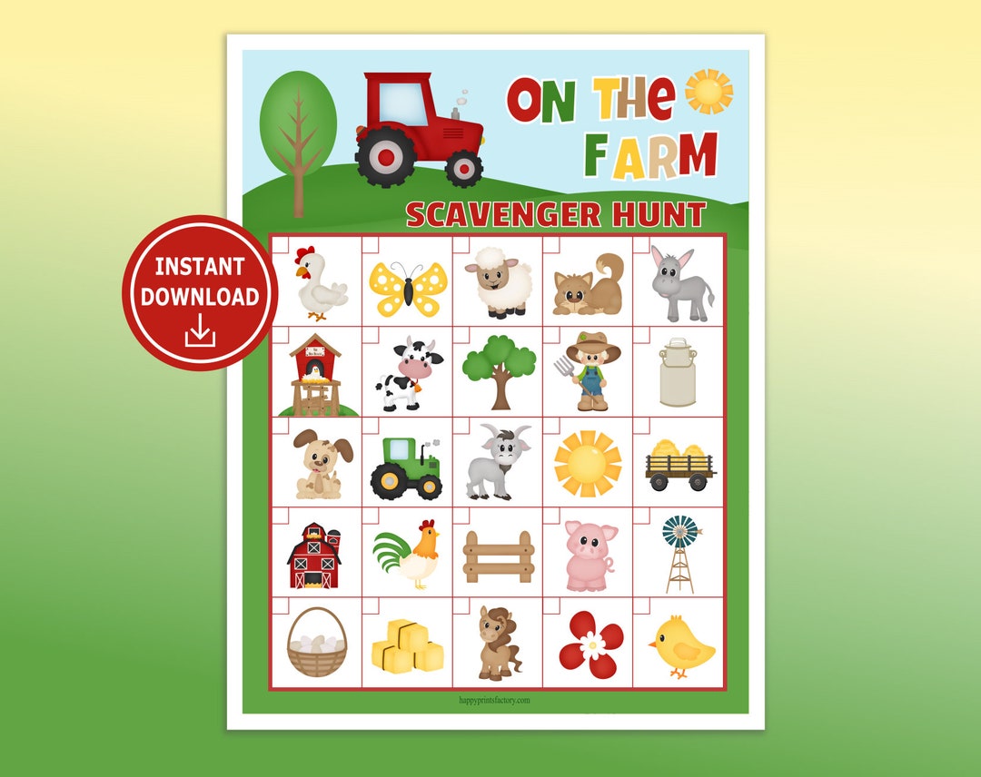 On the Farm Scavenger Hunt Printable for Kids - Countryside Scavenger ...