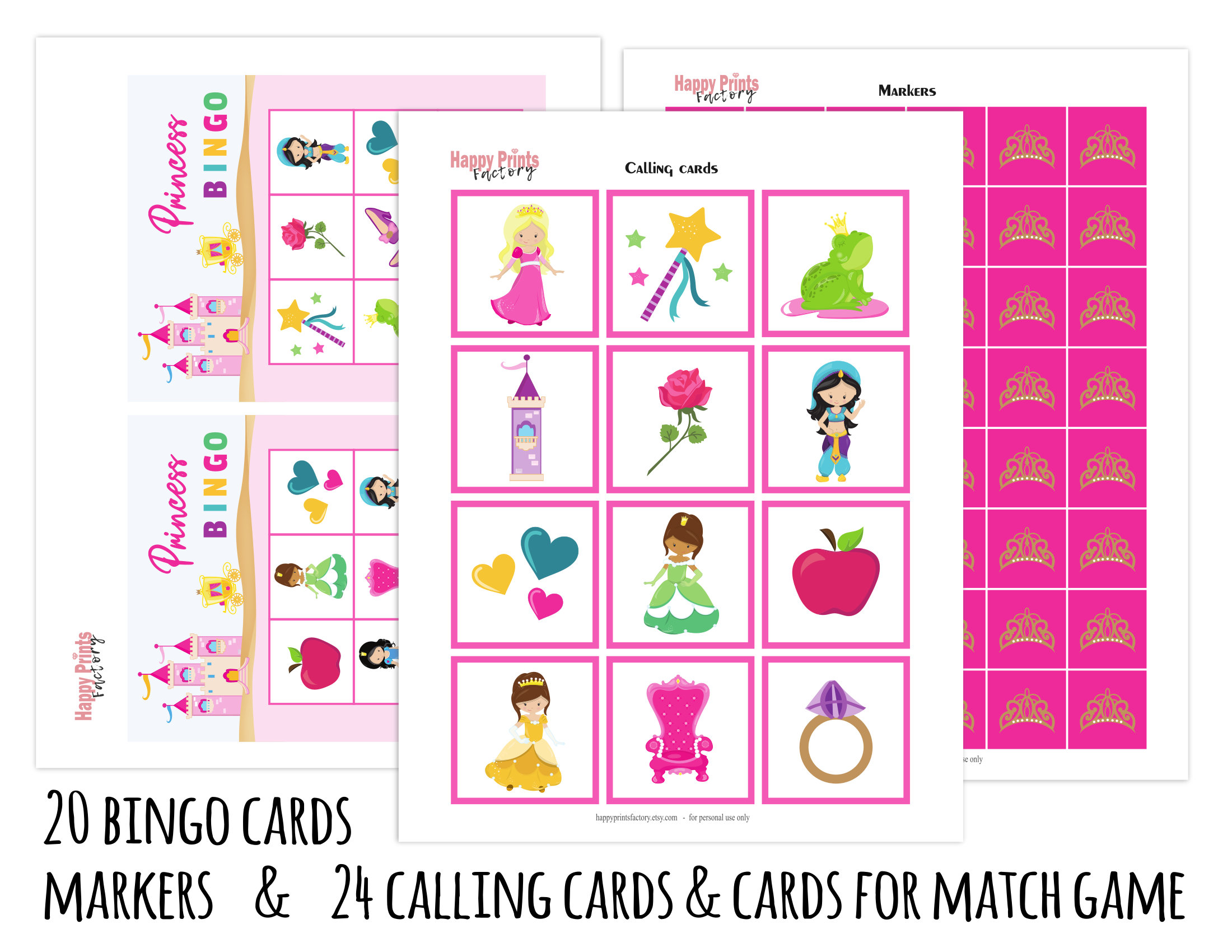 Princess Bingo Game, Printable Bingo Cards, Princess Bingo Party Game ...