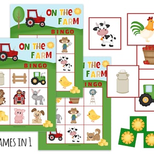 Farm Bingo Game, on the Farm 3 X 3 Bingo Printable, Barnyard Bingo ...