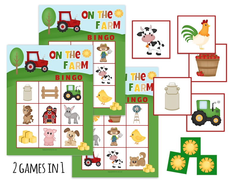 Farm Bingo Game, on the Farm 3 X 3 Bingo Printable, Barnyard Bingo ...