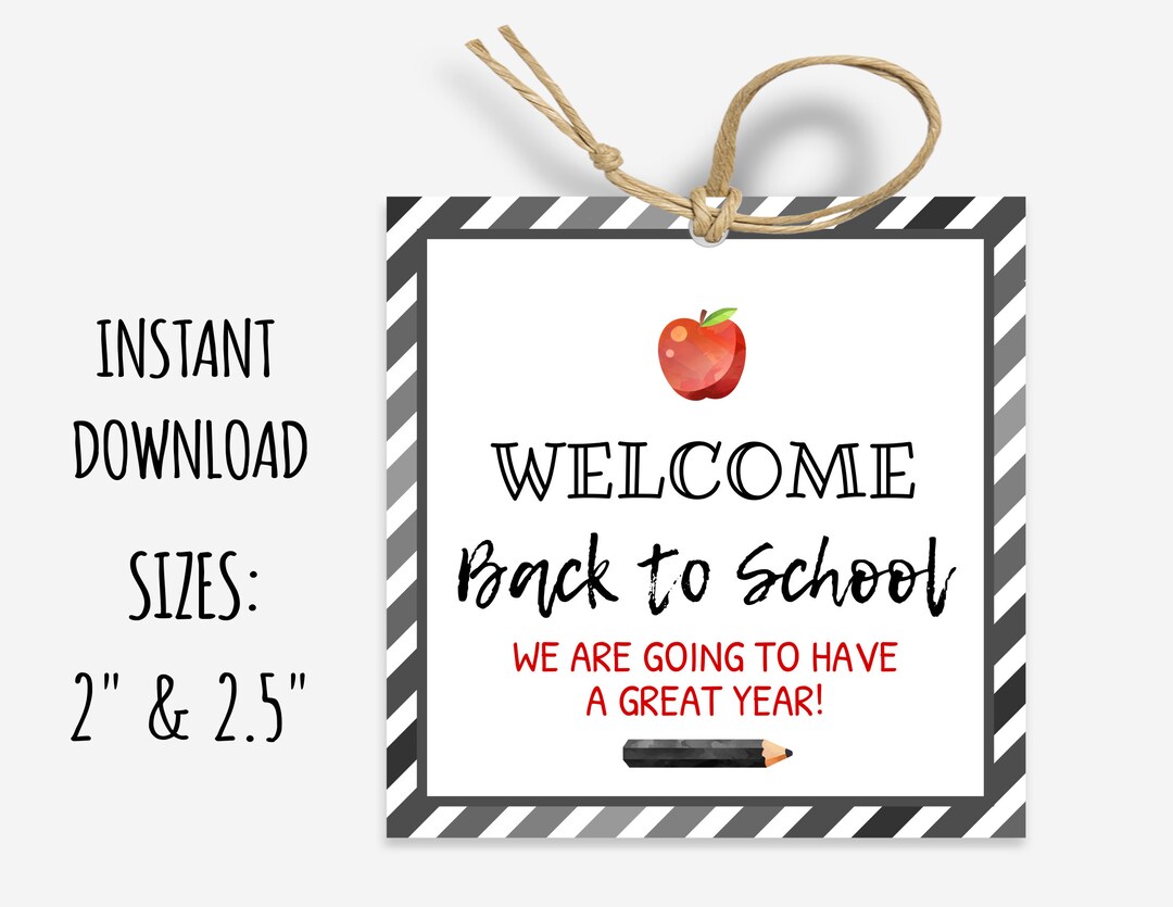 Welcome Back to School Tag, Square Gift Tag, Printable Cookie Tag ...