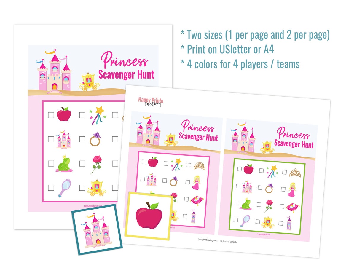Princess Scavenger Hunt, Printable Party Game for Kids, Princess ...