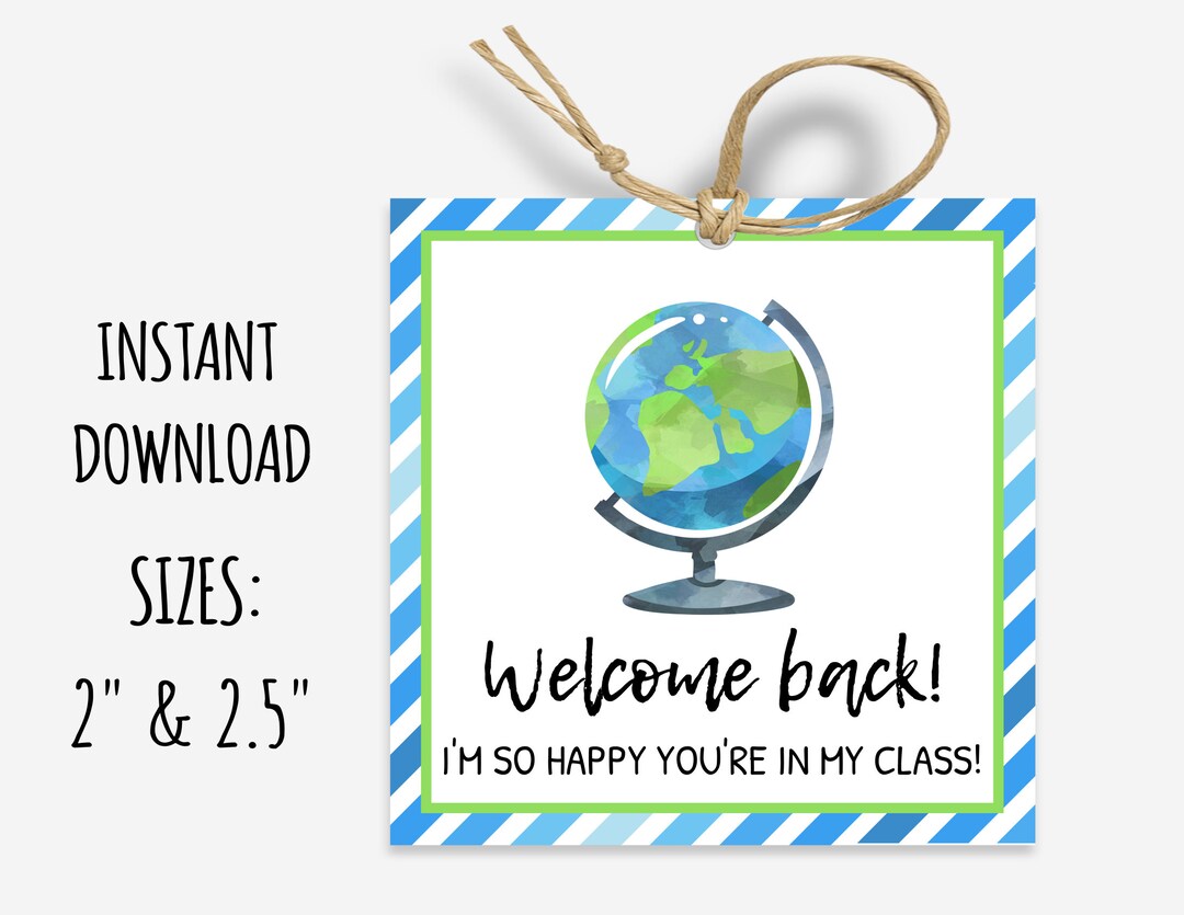 Welcome Back to School Tag, Square Gift Tag, Printable Tag, First Day ...