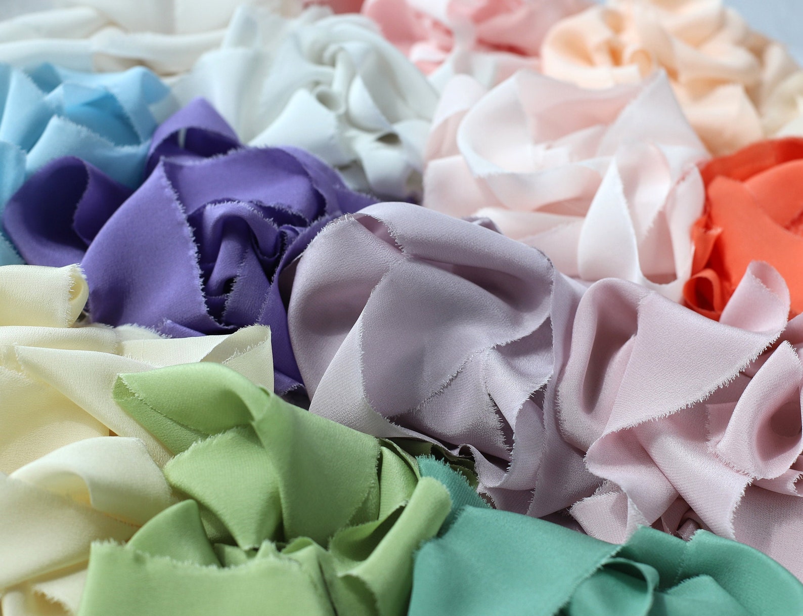 Silk Ribbon, Pink Hand-dyed Silk Ribbon, Wedding Bridal Bouquet, Silk ...