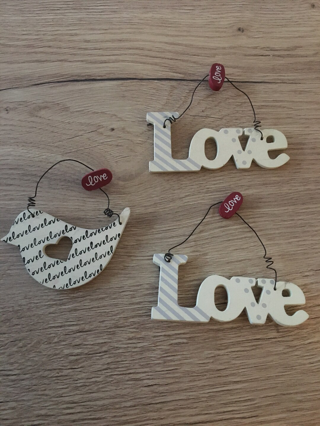 Hanging LOVE / Kiss Me Signs With Wire & Lovebird 4 Signs in Total SALE ...