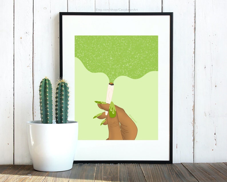 GREEN PUFF 420 Art Weed Decor Cannabis Art Office Decor - Etsy